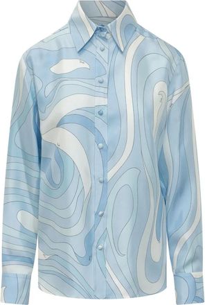 Pucci Femme, Blouses et Chemises, Multicolore, Taille: 40 FR Marmo Print Silk Shirt
