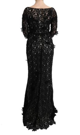 Dolce & Gabbana Lace Floral Appliqu&eacute; Dress - Black
