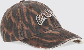 Ganni Baseballkappe aus Bio-Baumwolle mit Animal-Print und Logo