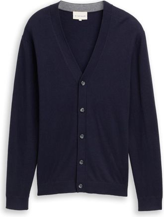 Tom Tailor Herren 1048019 Strickjacke mit Kaschmir-Anteil, 13160-Knitted Navy Melange, 3XL