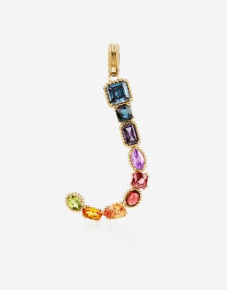 Dolce & Gabbana Charm J Lettering 18-karätiges Gelbgold Und Mehrfarbige Edelsteine - Frau Charms Gold Onesize