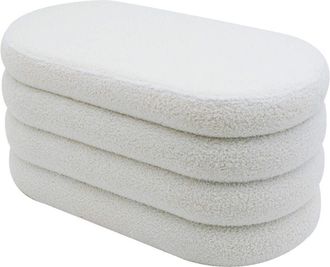 Mobili Rebecca Mobili Rebecca - Pouf avec rangement Rebecca Mobili Rambeh 38x76x38 Tissu Polyester mdf Blanc Moderne