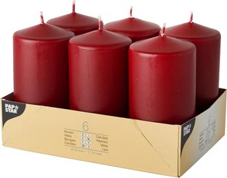 Papstar 1 Karton = 4x6 Stumpenkerzen Ø 60 mm · 115 mm Bordeaux 17993