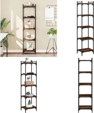 vidaXL Vidaxl - B&uuml;cherregal 5 B&ouml;den R&auml;uchereiche 40x30x154 cm Holzwerkstoff - Bucherregal - Regal - Holzm&ouml;bel - Wohnraumgestaltung - Etagenregal - Home &