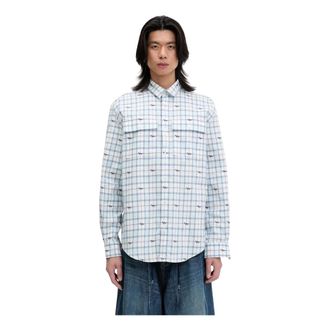 Maison Kitsun&eacute; Double Pocket Skate Shirt - - Shirts - Herren - Blau - L