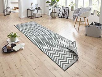 Northrugs In- und Outdoor Teppich Palma 80x250cm - Wendeteppich Wetterfest Modernes Design Zick-Zack Muster Läufer für Balkon Terrasse Garten Wintergarten Wohnz