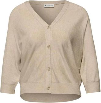 Street One Femme, Pulls, Beige, Taille: 42 FR Cardigan en maille viscose ouvert sur le devant