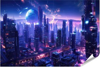 Islandburner XXL Bild Poster Cyberpunk Futuristische Stadt Erkunden Fesselnd Ultra Hohe Auflösung Eintauchen Premium Bilder Fotodruck