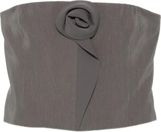 Giorgio Armani Femme, Tops, Gris, Taille: 36 FR Haut en Soie Technique avec D&eacute;tail Floral