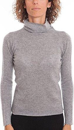 DALLE PIANE CASHMERE Pull à Col roulé 100% Cachemire, Made in Italy - Femme, Couleur: Gris, Taille: M
