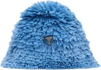 Prada béret à plaque logo - Bleu