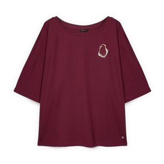 Fiorella Rubino Sweatshirt aus Milano-Stich mit Applikation - - Tops - Damen - Rot - M