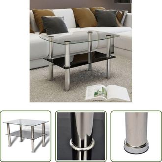 vidaXL vidaXL Table basse design - Table basse avec 2 &eacute;tag&egrave;res Verre
