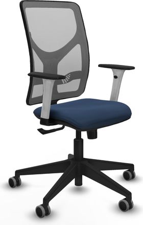 Piqueras y Crespo Blauer Schreibtischstuhl mit wei&szlig;en und schwarzen Armlehnen, h&ouml;henverstellbare Lendenwirbelst&uuml;tze, ausgestattet mit 3 Positionen und Schneideschaum, G