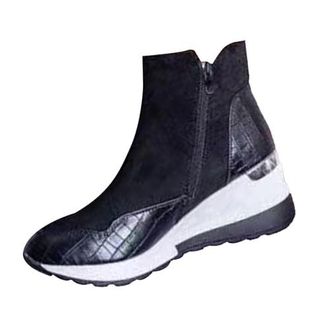 Generic Bottines Femme Patchwork Cuir Tendances Sport Bottines Courtes Grande Taille Chaudes Compens&eacute;es L&eacute;g&egrave;res Antid&eacute;rapant Chaussures Confortables 41 Le Noi