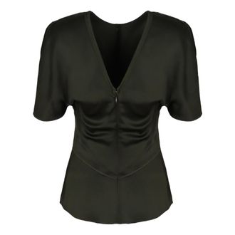 Victoria Beckham Femme, Blouses et Chemises, Noir, Taille: 34 FR Chemisier &agrave; Manches Drap&eacute;es