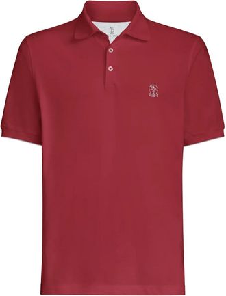 Brunello Cucinelli Piqu&eacute;-Poloshirt mit Logo-Stickerei - Rot