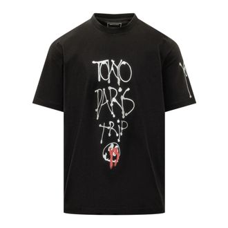 Yohji Yamamoto Chito City Grafik Kurzarm-T-Shirt - - Tops - Herren - Schwarzk - S