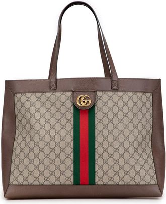 Gucci grand sac cabas Disney Three Little Pigs Ophidia &agrave; motif GG Supreme (2016-2025) - Marron