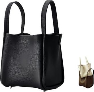 Generic Petit sac seau en cuir pour femme - Design classique - &Eacute;l&eacute;gant - Fourre-tout souple - Sac &agrave; main Hobo, Noir, 17cm*19cm*20cm/ 6.69in*7.48in*7.78in