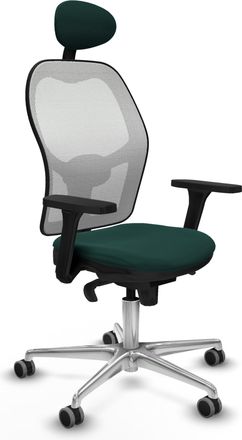 Piqueras y Crespo Schreibtischstuhl gr&uuml;n Jorquera mit 3D-Armlehnen, h&ouml;henverstellbarer Lendenwirbelst&uuml;tze und festem Kopfteil, ausgestattet mit 5 Positionen und injizie