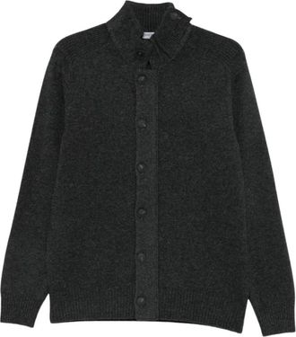 Vengera Strickjacke mit hohem Kragen und Rippstrick - - Knitwear - Herren - Grau - 2XL