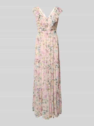 Swing Abendkleid mit Volantsaum und V-Ausschnitt