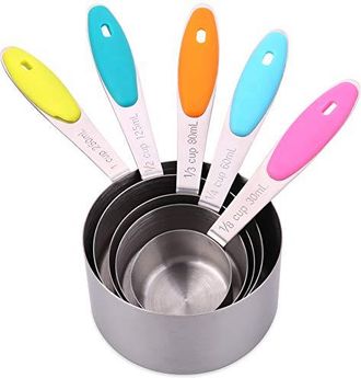 Head & Shoulders Cuill&egrave;res &agrave; mesurer en m&eacute;tal en acier inoxydable pour la cuisson Ensemble de 5