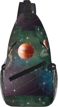 Generic Sacoche Homme Bandouliere Syst&egrave;me spatial plan&eacute;taire imprim&eacute; Durable Sac Bandouli&egrave;re R&eacute;glable Sac Poitrine pour &eacute;cole Camping Randonn&eacute;e