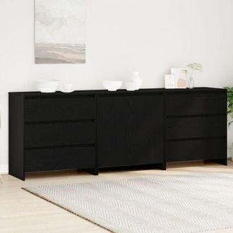 vidaXL 3-teilige Sideboards aus schwarzem Holzwerkstoff - Vidaxl
