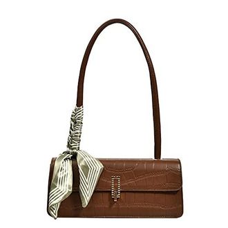 Generic Sac &agrave; bandouli&egrave;re en cuir &agrave; motif crocodile pour femme, sac &agrave; main &agrave; rabat tendance et sac &agrave; main classique, marron, Small