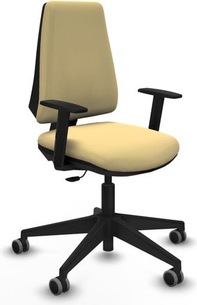 Piqueras y Crespo Schreibtischstuhl mit Rollen aus Gummi Elche mit 1D-Armen, ausgestattet mit permanentem Basiskontakt und Schneideschaum, cremefarben