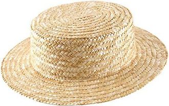 Classic Italy Chapeau canotier Paille Homme ou Femme Nude Boater - Taille 55 cm - Naturel