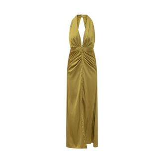 Actualee Femme, Robes, Jaune, Taille: 38 FR Robe Longue Drap&eacute;e