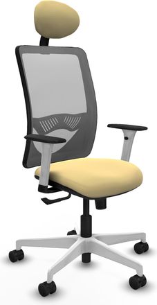 Piqueras y Crespo Zulema Nackenst&uuml;tzstuhl mit wei&szlig;en und schwarzen Armlehnen, h&ouml;henverstellbare Lendenwirbelst&uuml;tze und festes Kopfteil, ausgestattet mit 3 Positionen, G