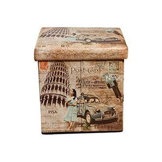 Biscottini International Sitzsack aus Kunstleder 33 x 33 x 33 cm | Aufbewahrungsbox mit Deckel | Aufbewahrungsw&uuml;rfel | Sitzsack faltbar