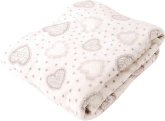 CB Home & Style Microfaser Kuscheldecke Herzen 150 x 200 cm (Creme)
