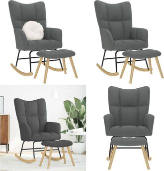 vidaXL vidaXL Schaukelstuhl mit Fußhocker Dunkelgrau Stoff