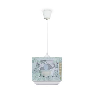 Paco Home Kinderzimmerlampe Kinderlampe Deckenlampe Pendelleuchte Lampenschirm Stoff Regenbogen Stern Löwe Dino Mond E27, Lampenart:Pendelleuchte - Typ 8, Farbe