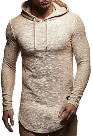 LEIF NELSON Sweat-shirt à capuche en coton - Blanc/noir - Pour homme/garçon - Coupe ajustée - Design moderne - Beige - XX-Large