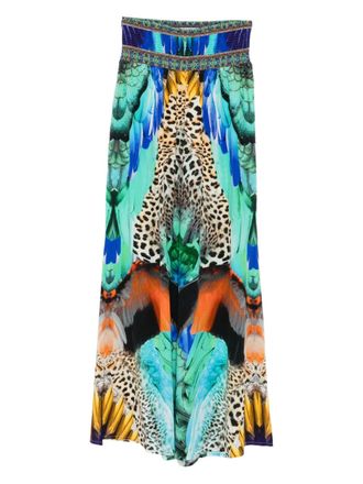 Camilla graphic-pritn trousers - Blau