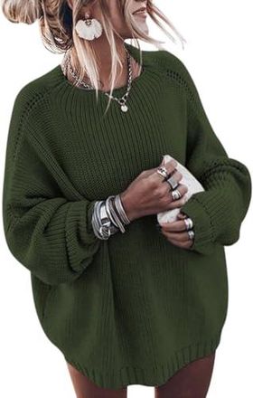 ORANDESIGNE Pull Femme Hiver Chaud Chic et Elegant Large Grosse Maille Ajourée Tricotée Pull-Over Sweatshirt Pull Chandail Manches Longues Décontractée Ample Knit