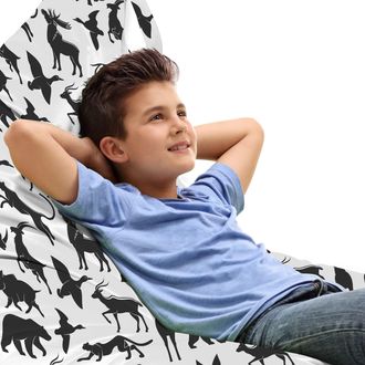 Abakuhaus Wild jagen Unicorn Spielzeugtasche Liegestuhl, Wilder Eber-Enten-Gans, Hochleistungskuscheltieraufbewahrung mit Griff, Dunkelgrau Weiß