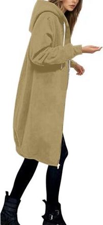 Generic Veste polaire chaude &agrave; capuche pour femme avec fermeture &eacute;clair - V&ecirc;tement dext&eacute;rieur l&eacute;ger et confortable pour lhiver 2026, beige, 4XL