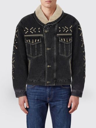 Isabel Marant Veste en jean Jackson en coton avec col ch&acirc;le et broderies