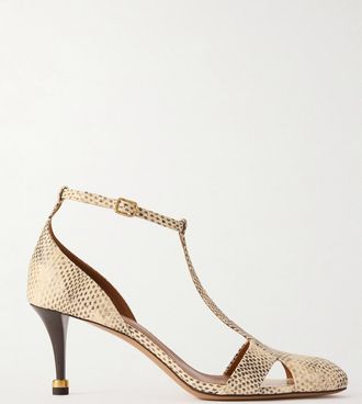 Chlo&eacute; Cleia 70 Pumps Aus Leder Mit Schlangeneffekt - Animal-Print