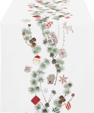 Apelt Tischl&auml;ufer Season Satin wei&szlig;-gr&uuml;n-rot Gr&ouml;&szlig;e 46x140 cm