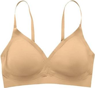 Generic Soutien-gorge 2026 pour femme, confortable, sexy et sans traces, en soie glac&eacute;e, avec moins de jantes en acier, r&eacute;glable, beige, L