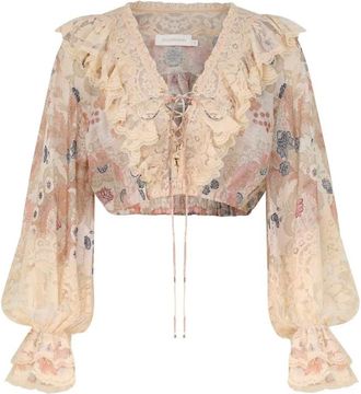 Zimmermann Femme, Blouses et Chemises, Multicolore, Taille: 40 FR Rebellion Lace-Up Blouse