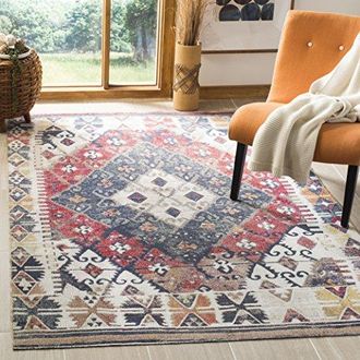 Safavieh Boho Teppich für Wohnzimmer, Esszimmer, Schlafzimmer - Montage Collection, Kurzer Flor, Rost und Multi, 152 X 244 cm